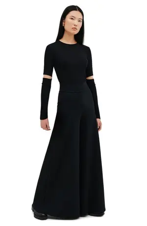 MARCELLA Georgia High Waist Wide Leg Ponte Knit Pants - Black