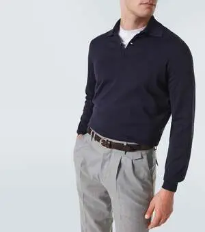 Brunello Cucinelli Cotton Polo Sweater - Blue