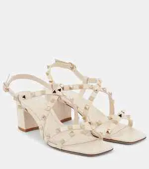 Valentino Garavani Valentino Garavani Rockstud Leather Sandals White