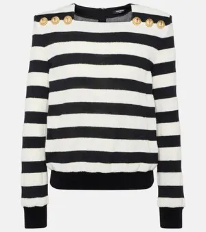 Balmain Striped Jersey Top - Black