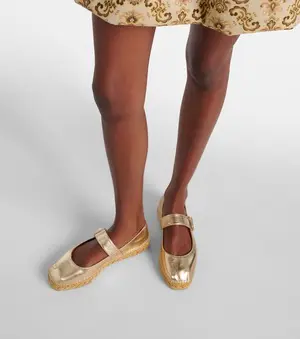 JIMMY CHOO Fayence Metallic Leather Espadrilles