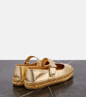 JIMMY CHOO Fayence Metallic Leather Espadrilles
