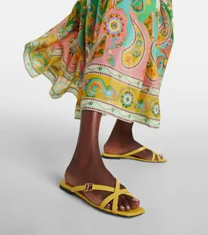 JIMMY CHOO Jess Leather Flat Sandals