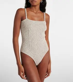 Magda Butrym Knitted Linen And Cotton Bodysuit - Grey