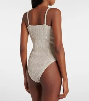 Magda Butrym Knitted Linen And Cotton Bodysuit - Grey
