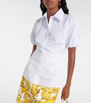 Dolce & Gabbana Cotton Poplin Puff-sleeve Blouse