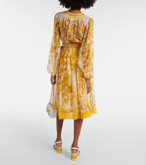 Dolce & Gabbana Majolica Silk Chiffon Midi Dress