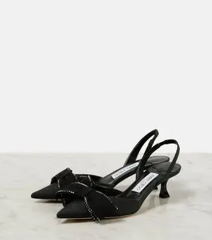 JIMMY CHOO Brook 50 Embellished Slingback Pumps - Black