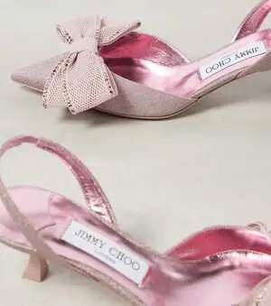 JIMMY CHOO Brook 50 Glitter Slingback Pumps - Pink
