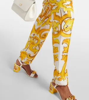 Dolce & Gabbana Majolica Silk Straight Pants