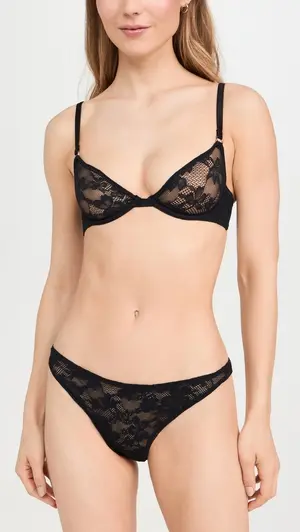 FLEUR DU MAL Le Stretch Lace Demi Bra - Black