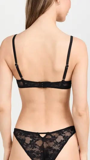 FLEUR DU MAL Le Stretch Lace Demi Bra - Black