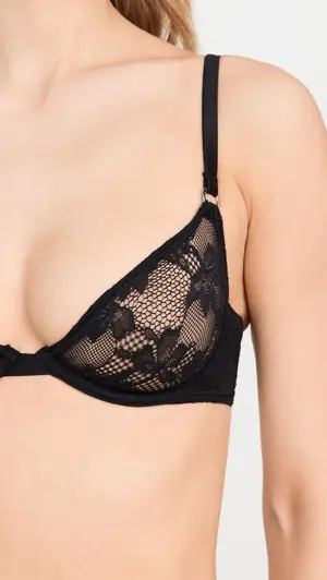 FLEUR DU MAL Le Stretch Lace Demi Bra - Black