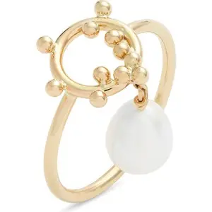 POPPY FINCH Bubble Cultured Pearl Ring - Pearl/ 14k Yellow Gold
