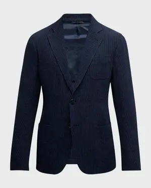 Giorgio Armani Pinstripe Seersucker Sport Coat - Navy/black