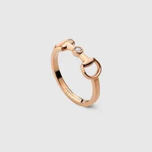 Gucci Horsebit 18k Rose Ring With Diamond - Gold