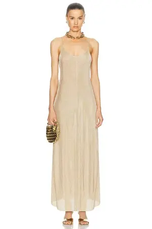 SEROYA Mabeline Metallic Knit Gown In Metallic