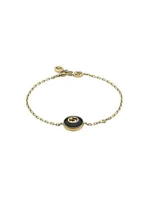 Gucci Onyx And Diamond Pendant Bracelet - Yellow Gold