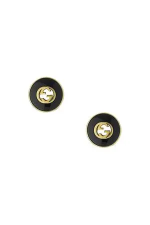 Gucci Black Onyx Stud Earrings - Yellow Gold