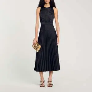 Sandro Sandro Pleated Maxi Dress Black