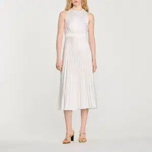 Sandro Pleated Maxi Dress - Ecru