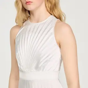 Sandro Pleated Maxi Dress - Ecru