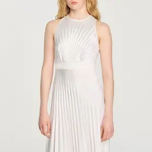 Sandro Pleated Maxi Dress - Ecru