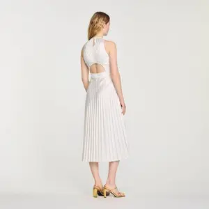 Sandro Pleated Maxi Dress - Ecru