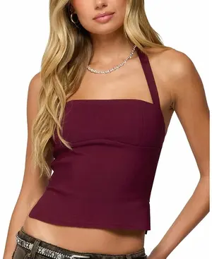 EDIKTED Dara Halter Top - Maroon