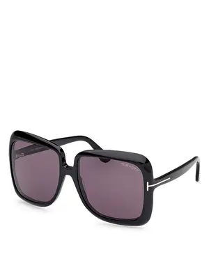 TOM FORD 59mm Square Frame Sunglasses - Black/gray Solid