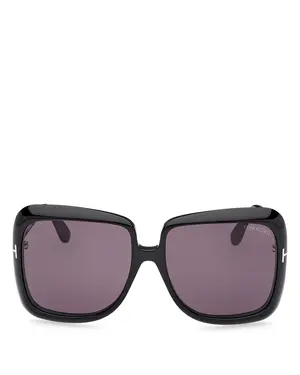 TOM FORD 59mm Square Frame Sunglasses - Black/gray Solid