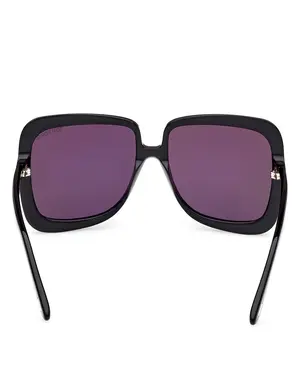 TOM FORD 59mm Square Frame Sunglasses - Black/gray Solid
