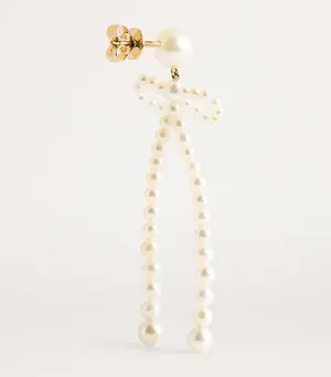 Sophie Bille Brahe Yellow And Freshwater Pearl Bow Rosette Earrings