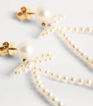 Sophie Bille Brahe Yellow And Freshwater Pearl Bow Rosette Earrings