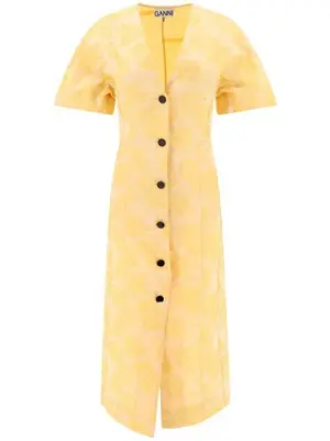 GANNI Botanical Jacquard Midi Dress