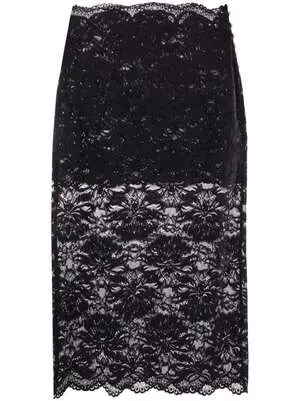 Rabanne Floral Lace Skirt - Black