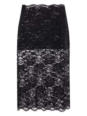 Rabanne Floral Lace Skirt - Black