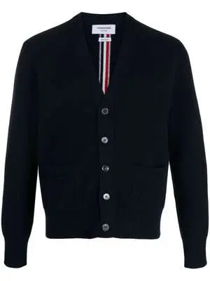 Thom Browne Brushed-effect Virgin Wool Cardigan - Blue
