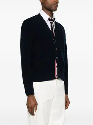 Thom Browne Brushed-effect Virgin Wool Cardigan - Blue