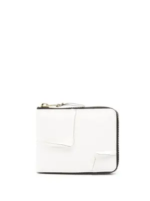 Comme Des Garçons Exposed-seams Zip-up Wallet - White