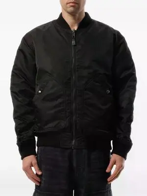 DIESEL® Bomber Jacket In Padded Recycled Nylon With Embroidered Oval D - Black