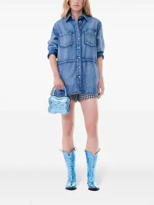 GANNI Logo-embellished Denim Shirt