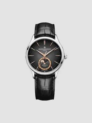 Baume & Mercier Clifton 10758 Stainless Steel & Alligator Leather Moon Phase Watch/39mm - Grey