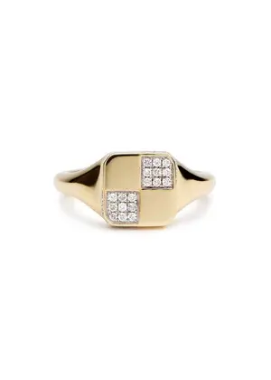 Yvonne Léon 9kt Diamond Signet Ring - Gold