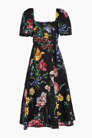 Marchesa Brocade Midi Dress