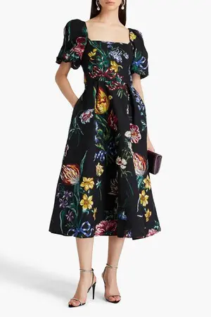 Marchesa Brocade Midi Dress