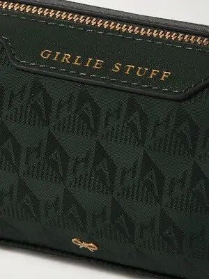 ANYA HINDMARCH Girlie Stuff Textured Leather-trimmed Econyl-jacquard Cosmetics Case - Green