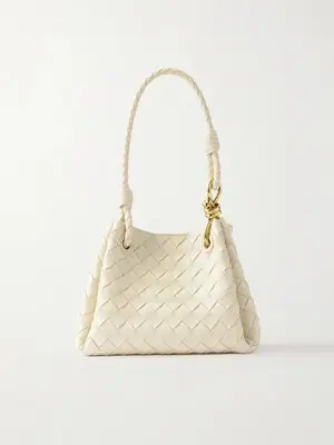 Bottega Veneta Parachute Intrecciato Leather Shoulder Bag Neutrals