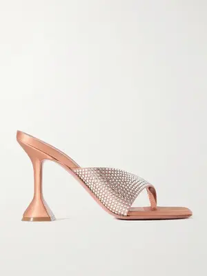 Amina Muaddi Shiona Crystal-embellished Satin Mules
