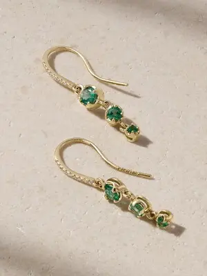 JENNIFER MEYER 18-karat Emerald And Diamond Earrings - Gold